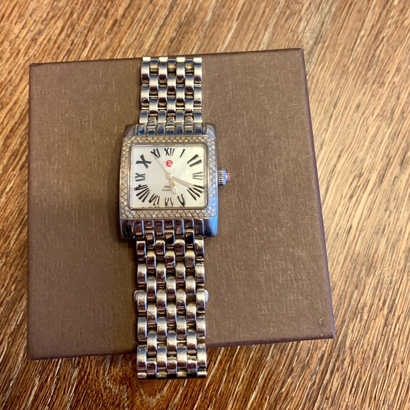 Michele | Accessories | Michele Watch Stainless Steel With Diamonds ...